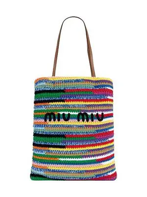 MIU MIU Cotone Crochet Tote Bag