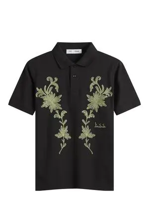 Toga Embroidered Piqué Polo Shirt - Black