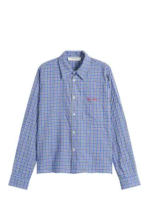 ABOUT:BLANK Raw Hem Check Shirt - Blue