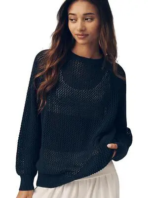 Electric & Rose Long-sleeve Cotton Pullover - Navy