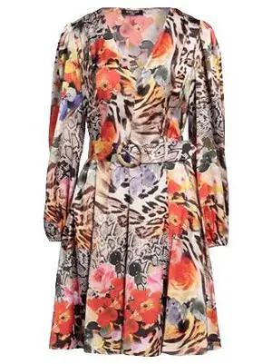 MARCIANO Mini Flared Floral-leopard Print Dress - Beige