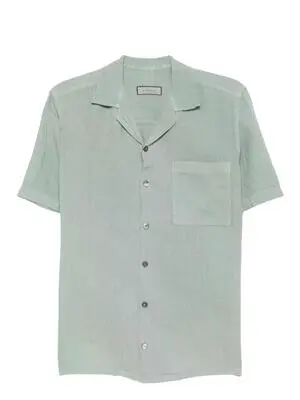 Canali Short-sleeve Chest-pocket Shirt - Green