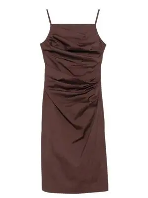 Marella Ciocca Ruched Midi Dress - Brown