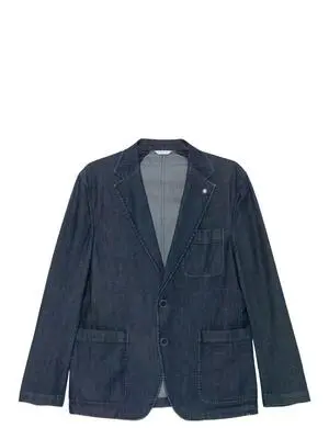 MANUEL RITZ Notched-lapels Denim Jacket - Blue
