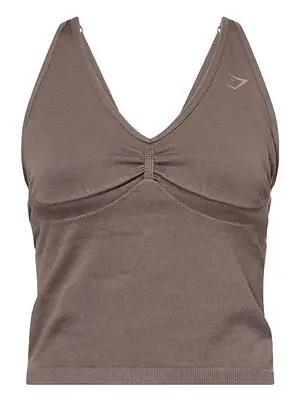 GYMSHARK Seamless Logo-print Midi Tank Top - Gs Cool Brown