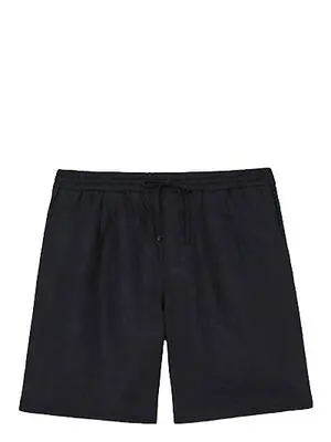 REISS Drawstring-waist Linen Shorts - Navy