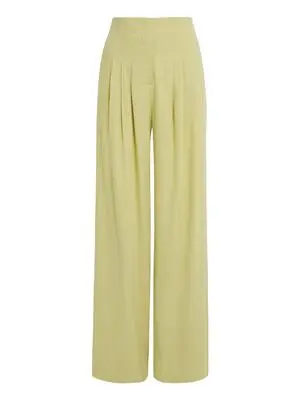 Veronica Beard Linen-blend Wide-leg Trousers - Green