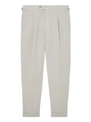 REISS Checked Linen And Cotton Trousers