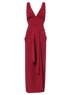 Givenchy Sleeveless Plunging V-neck Midi Dress - Red Cherry