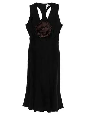 Saint Laurent Appliqué-detail Midi Dress - Black