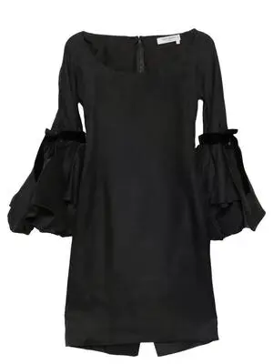 Saint Laurent 2002 Silk Gothic Bell Sleeve Dress - Black