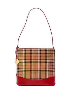 Burberry Haymarket Check Canvas Shoulder Bag - Red