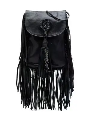 Saint Laurent 2015 Leather Anita Fringed Crossbody Bag - Black