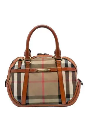Burberry House Check Canvas Bridle Orchard Satchel - Brown