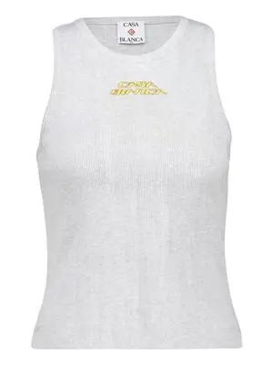 Casablanca Ribbed-knit Tank Top - Grey