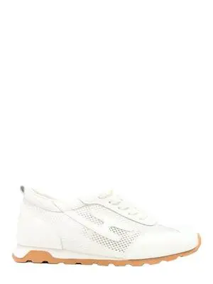 SERGIO MORETTI FIRENZE Mesh-panelled Lace-up Sneakers - Neutrals