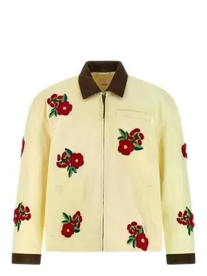 FOUND Floral-embroidered Cotton-twill Jacket - Neutrals