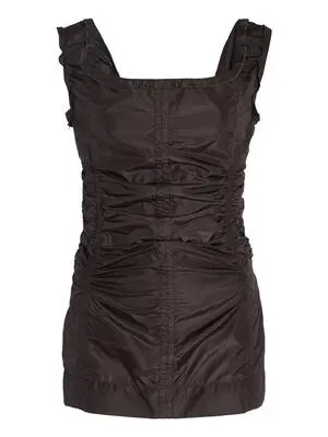 Bottega Veneta Sleeveless Washed Silk Taffeta Top - Brown