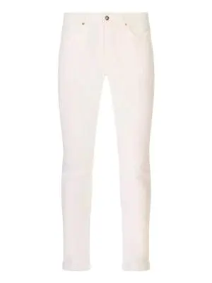 DONDUP Logo-plaque Turn-up Slim-fit Jeans - Neutrals