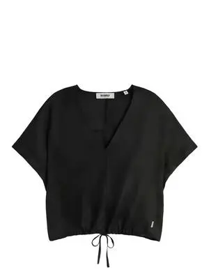 ECOALF Dora V-neck Drawstring-hem Shirt - Black