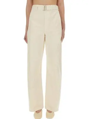 LEMAIRE Pants With Belt - Ivory