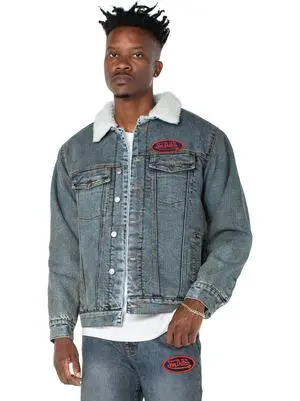 VON DUTCH Piston Denim Trucker Jacket - Hazestone