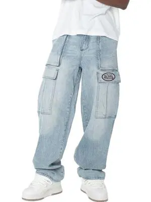 VON DUTCH Outlaw Cargo Baggy Jeans - Dew Point