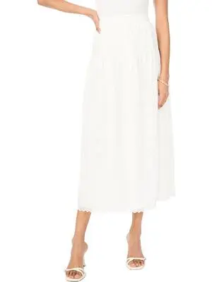 Vince Camuto Midi Skirt With Elastic Waist - Ultra White