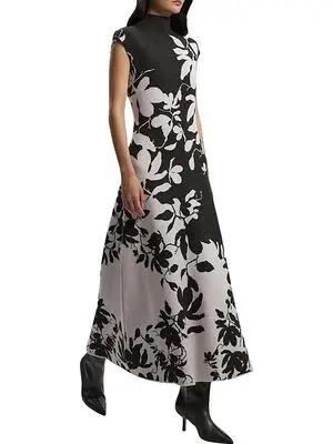KAREN MILLEN Jacquard Floral Knitted Maxi Dress