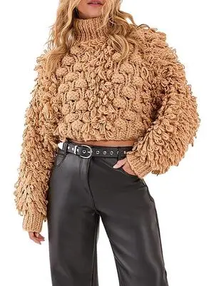 Nasty Gal High Neck Cropped Sweater - Tan