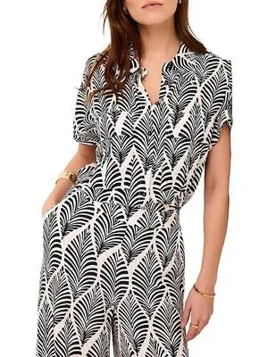 Mint Velvet Leaf Print Resort Shirt - Blue