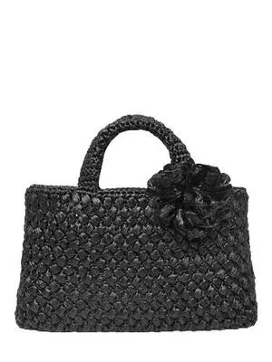Carmen Sol Positano Raffia Mini Tote - Black