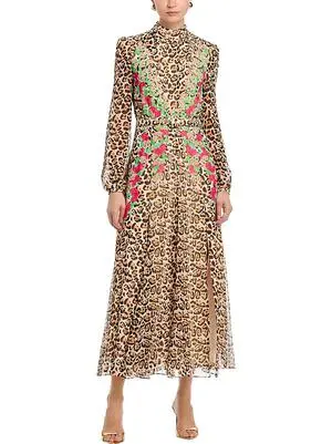Saloni Vida D Ruffled Floral-Print Silk-Satin Dress In Green - 40% Off |  Editorialist