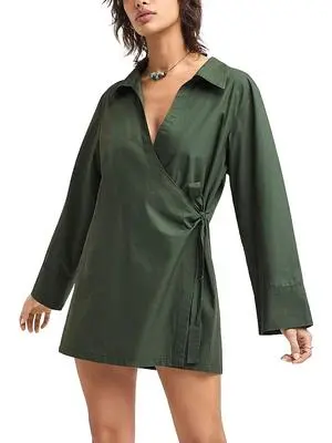 VITAMIN A Elodie Wrap Mini Dress - Forest
