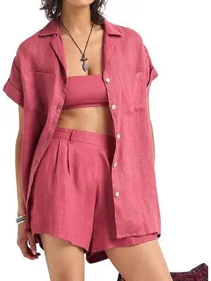 VITAMIN A Playa Pocket Blouse - Wild Rose