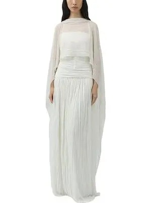 Simkhai Crinkle Jersey Bustier Gown With Cape - Ivory