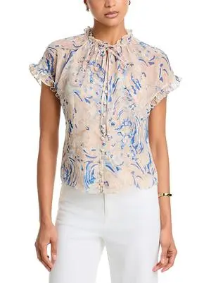 Cinq À Sept Daisy Swirl Jenise Top - Neutral Multi