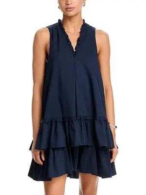 Cinq À Sept Mae Poplin Mini Dress - Navy