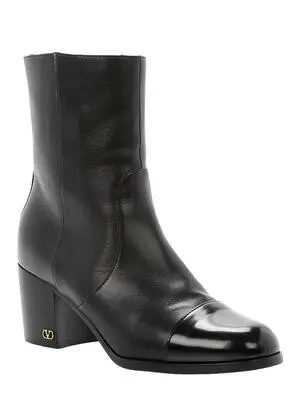 Valentino Garavani Leather Booties - Black