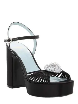 Valentino Garavani Embellished Platform Sandals - Black/silver