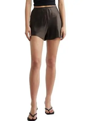 REFORMATION Gale Silk Shorts - Black Pearl