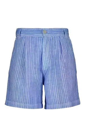 120% LINO Stripe-Pattern Pleated Shorts
