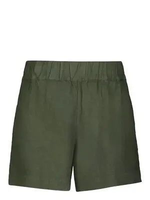 120% Lino Elasticated-waist Shorts - Green