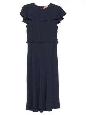 N°21 Ruffled-trim Midi Dress - Blue