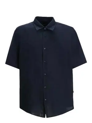 BOSS Short-sleeved Button-down Shirt - Blue