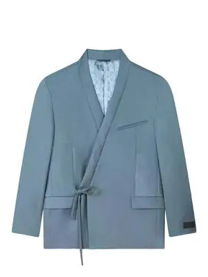 Kenzo Tie-fastening Shawl-lapel Jacket - Blue