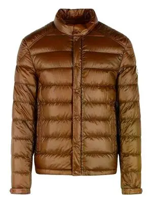 Moncler Quilted Logo-patch Jacket - Brown