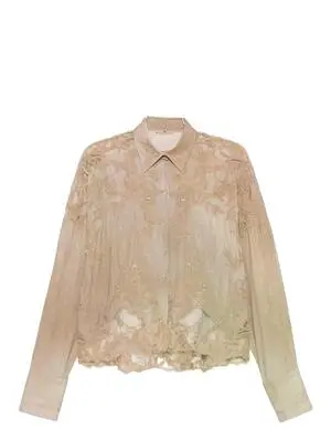 Ermanno Scervino Embroidered Lace Shirt - Neutrals