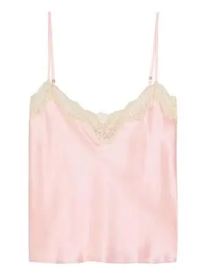 REFORMATION Teddy Lace-trim Silk Top - Light Pink