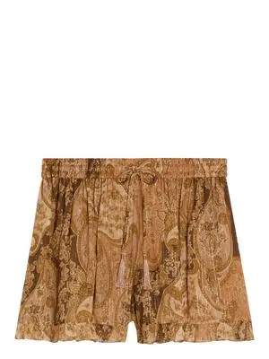 Zimmermann Metallic Silk Shorts - Brown
